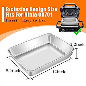 GRILL FORCE Grill Stand + Baking Sheet Set for Ninja Woodfire Grill,Collapsible Outdoor Grill Cart304 Stainless Steel Baking Pan Fit for Ninja Woodfire Outdoor Grill (Ninja OG701)