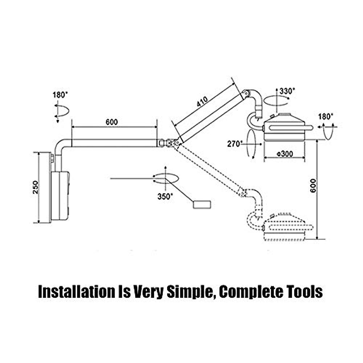72W LED Stomatology Cold Light Shadowless Lamp Surgical Wall-Mounted Lamp Beauty Tattoo Pet Surgery Shadowless Light 24 Bulbs