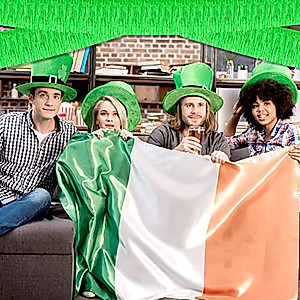 10 Pack 10 Feet Foil Fringe Garland Metallic Tinsel Streamers Banner Wall Hanging Curtain Backdrop for Parade Floats, Bachelorette, Wedding, Birthday, St Patrick Day, Party Decorations(Green)