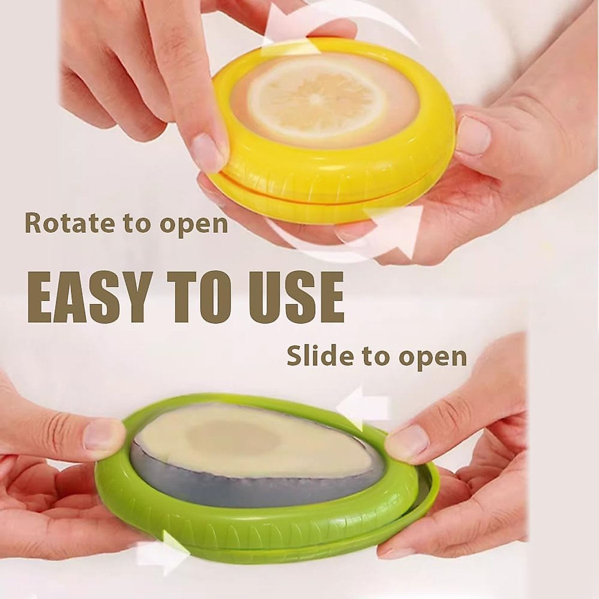 Iosjeude Set of 4 Reusable Storage Containers Avocado Saver Onion Keeper Tomato Holder Fruit Saver Fruit Organizer Soft Shell Food Container for Fridge Keep Fresh