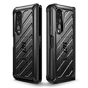 SUPCASE Unicorn Beetle Case for Galaxy Z Fold 4 5G (2022), [Rugged Belt Clip] Shockproof Protective Case with Built-in Screen Protector & Kickstand (Black)