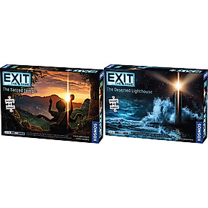 EXIT: The Game 2-Pack Escape Room Bundle | Season 5B| Sacred Temple, Deserted Lighthouse | with Jigsaw Puzzles | Escape Room Game in a Box | A Kosmos Game | an at-Home Experience | 1 to 4 Players