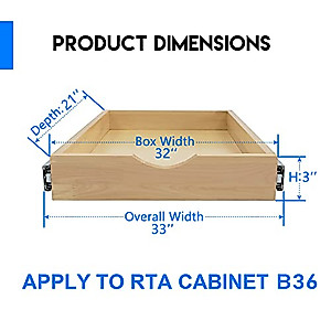 WelFurGeer 32'' Width Pull Out Shelves for Kitchen Cabinets, Pull Out Cabinet Organizer, Pantry Slide Out Drawers, Kitchen Slide Out Storage, Wood Slide Out Drawer for Kitchen (32''W x 21''D)