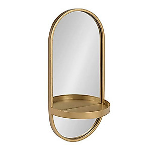 Kate and Laurel Estero Modern Metal Wall Mirror With Shelf, Gold