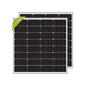 Newpowa 2PCS 100W 12 Volts Monocrystalline Solar Panel 100W 12V Compact Design High Efficiency Module RV Marine Boat Off Grid(2X100W)