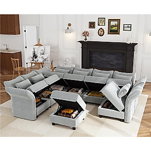 LLappuil 1 Pair of Module Armrest for Sectional Sofa Couch with Adjustable Angle, Interchangeable to Backrest, Chenille, Grey