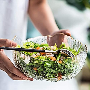 OBR KING Glass Salad Bowls Set of 3 Phnom Penh Mixing Bowls Irregular Shape Serving Bowls for Kitchen Prep Fruit Pasta Popcorn and Snack