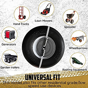 13x6.50-6 Flat-Free Lawn Mower Smooth Tire with Steel Rim for Lawn Mower Garden Tractor - Hub 4"-7.1" - 5/8" Bearing Installed - Extra 1/2" Bearing Included - Residential grade - 2-Pcs-Set
