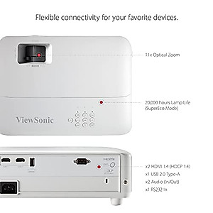 ViewSonic PX701HDH 1080p Projector, 3500 Lumens, Supercolor, Vertical Lens Shift, Dual HDMI, 10w Speaker, Enjoy Sports and Netflix Streaming with Dongle