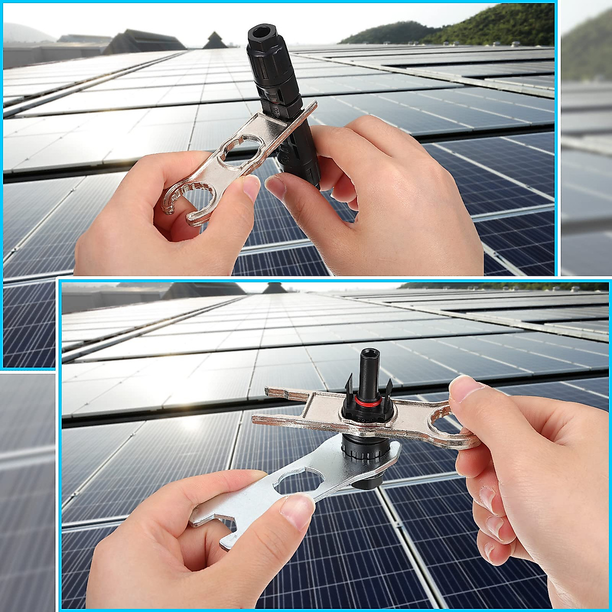 Landhoow 6 Pcs Solar Panel Connector Tool Solar Metal Spanner Wrench Solar PV Disconnect Removal Tools Crimping Tool for Solar Panel Cable PV System Wire and Connectors, Assembly and Disassembly Kit