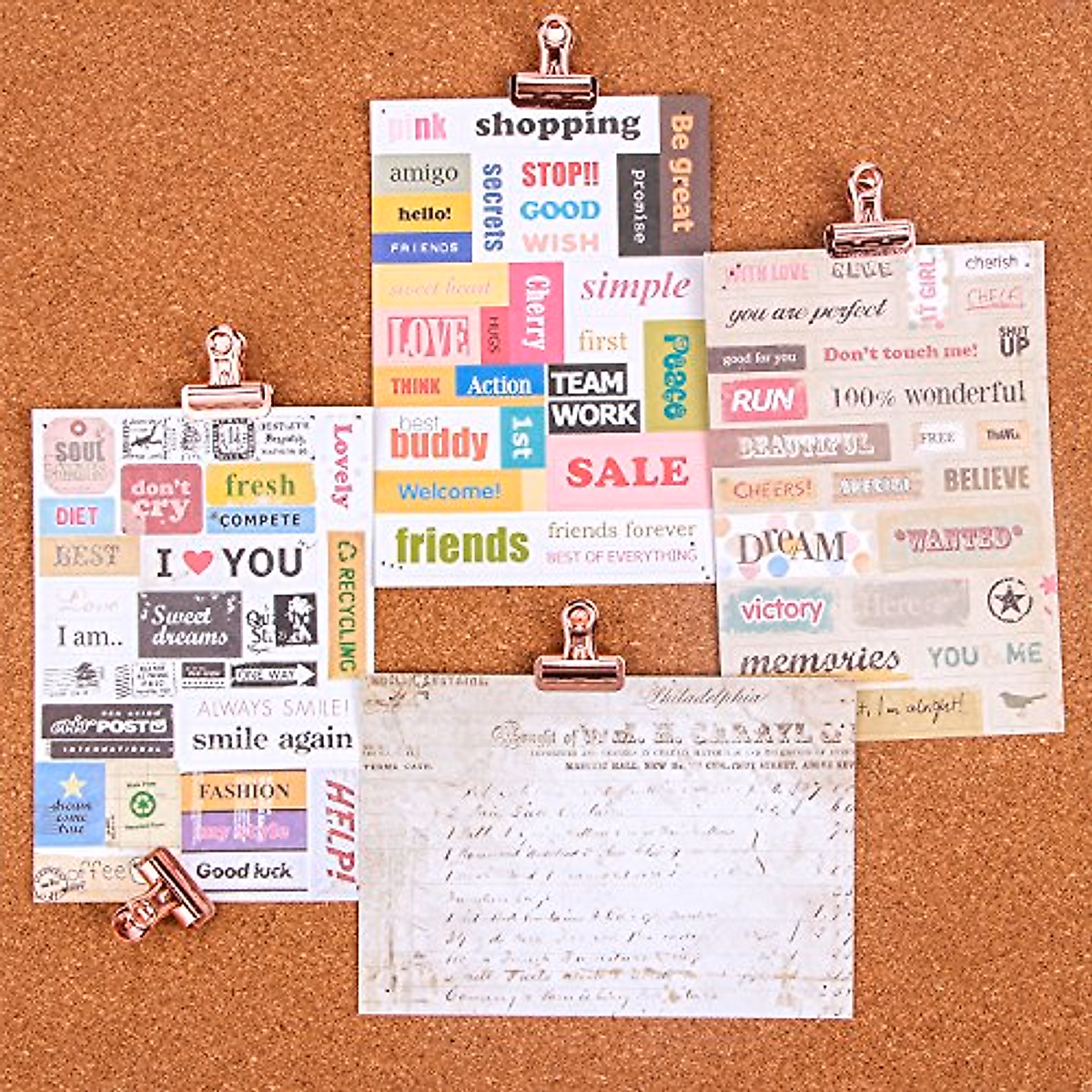 Yalis Push Pins Clips 15-Count, Pinning No Holes for Paper, Creative Paper Clips with Tack for Cork Board and Photo Wall ( Rose Gold)