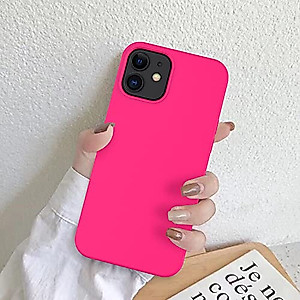 DEENAKIN iPhone 12 Mini Case with Screen Protector,Soft Flexible Silicone Gel Rubber Bumper Cover,Slim Fit Shockproof Protective Phone Case for iPhone 12 Mini 5.4" Hot Pink