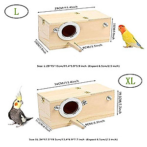PINVNBY Parakeet Nesting Box Bird House Wood Breeding Box Parrots Mating Box for Lovebirds,Cockatoo,Budgie, Finch,Canary and Medium-Sized Birds(XL)