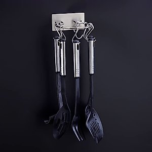 YURINJEE Utensil Racks Wall Mounted for Hanging Hanging Knives, Spoon, Pot and Pan on Kitchen or Coat, Rod Hooks Mugs Space-Saving Kitchen Rack Wall Organizer with 8 Removable Hooks
