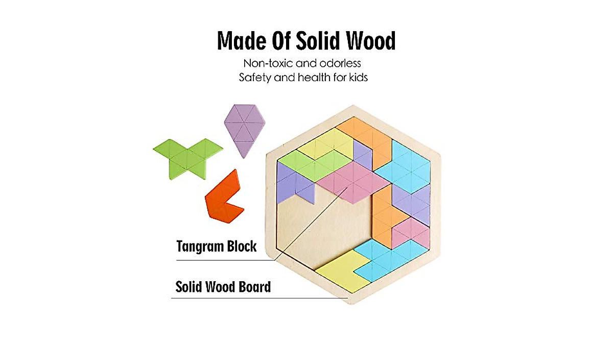 Wooden Hexagon Puzzle for All Ages | Brain Teaser & Educational Toy