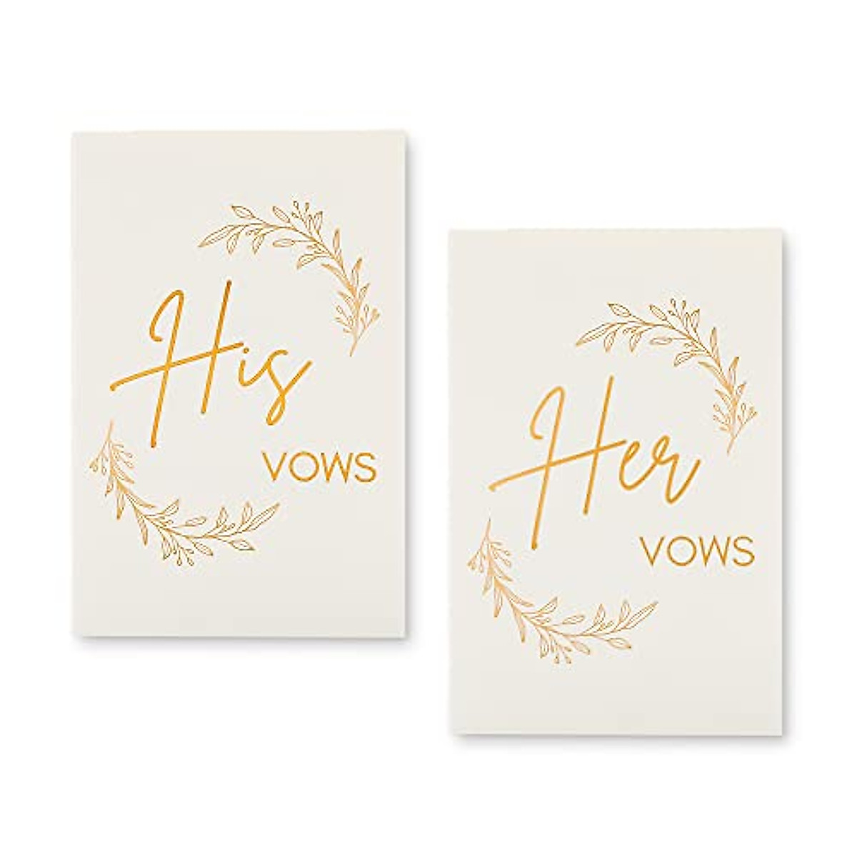 fusuu Vow Books -His and Hers Vow Books – Wedding Notebook with Gold Foil - 28 Lined Pages - 5.9" x 3.9" – Vow Renewal - Wedding Booklet, Time Capsule