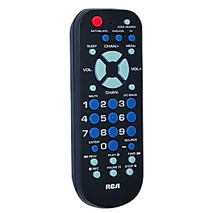 RCA 3-Device Palm-Sized Universal Remote, Long Range IR, Replaces Most Major Remote Brands, Designed for Comfort, RCR503BE