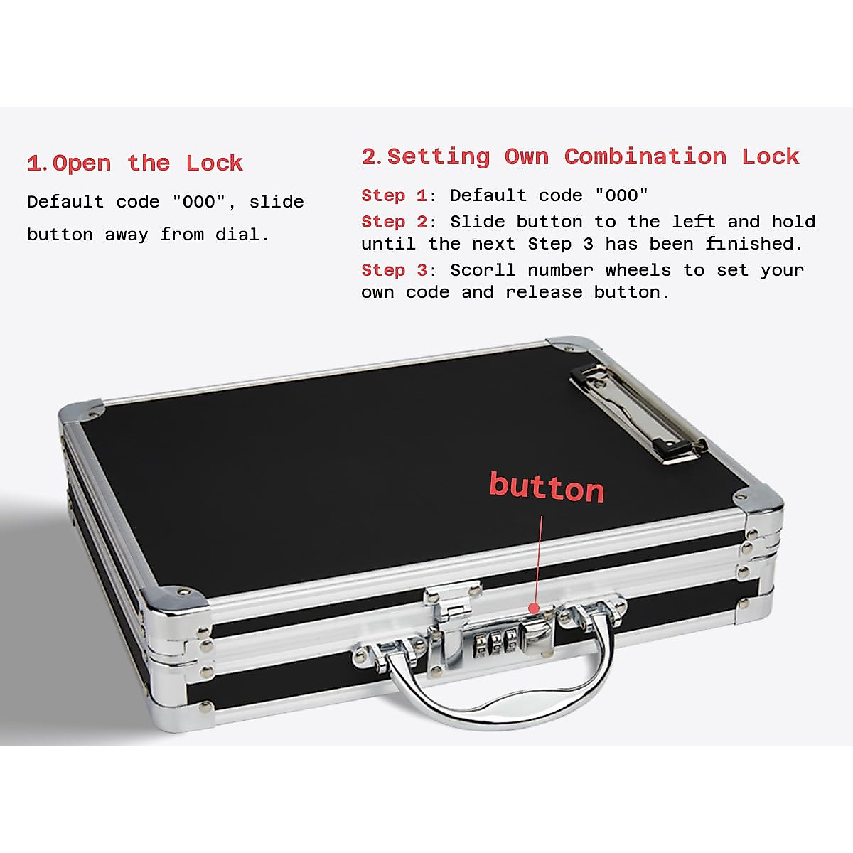 Sooez Locking Clipboard Storage Box, Heavy Duty Clipboard with Storage, Aluminum Locking Briefcase with Handle, Combination Lock Box Maximum Security, Large Capacity for 400 Paper Sheets & Tablet