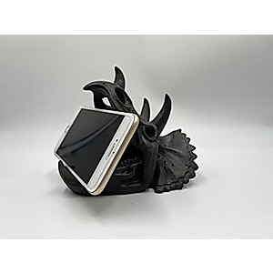 Happy Long Ears Resin Dinosaur Skull Model Decoration - Simulated Triceratops Skeleton Home Office Decor. Key, Phone Holder …