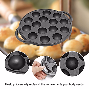 Cast Iron Takoyaki Pan,15 Hole NonStick Octopus Ball Maker Round Cooking Plate 1.5" Half Sphere Takoyaki Maker
