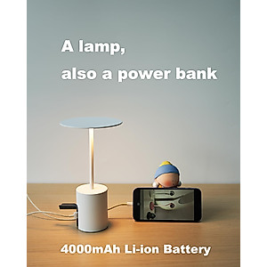 WEILAILUX Cordless Table Lamp Rechargeable, Indoor Outdoor Battery Operated Desk Lamp, Touch Dimmable Night Light with USB Charging, for Bedroom/Patio/Camping/Restaurant/Bar (2Pack White)