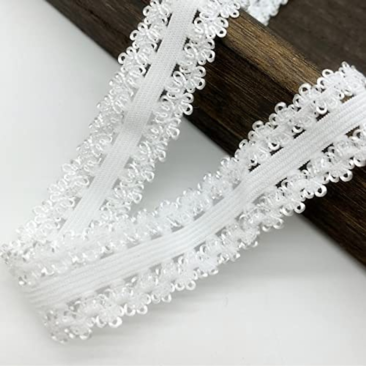 0.4/0.6/0.8/1 Inch Lace Ribbon for Crafts White Lace Trim for Sewing Elastic Ribbon Fold Over Spandex Elastic Band for Sewing Lace Trim Waist Band Garment Accessory