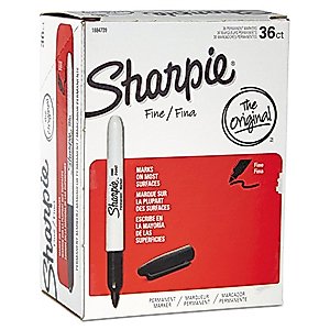 SHARPIE 1884739 Fine Point Permanent Marker Black 36/Pack
