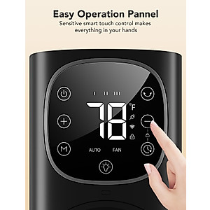 GoveeLife 24" Space Heater, 80° Oscillating Smart Electric Heater with Thermostat, WiFi APP & Voice Control, 4 Mode, 24H Timer, Night Light, 1500W Tower Ceramic Heater for Indoor Use, Large Room