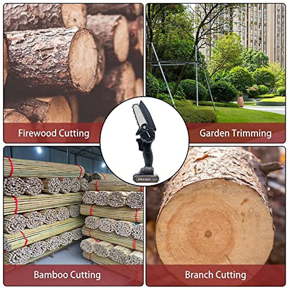 Mini Chainsaw, O-CONN 4 Inch 24V Battery Powered Cordless Chainsaw w/ 2.0Ah Battery and Charger, Handheld Portable Electric Small Chain Saw, for Tree Trimming Branch Wood Cutting (1 Battery 1 Chain)