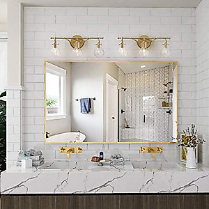 KSANA Gold Bathroom Light Fixtures, 3-Light Vanity Light Fixtures with Clear Glass