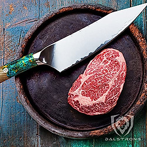 Dalstrong Chef Knife - 8 inch - Valhalla Series - Premium 9CR18MOV HC Steel - Celestial Resin & Wood Handle - Razor Sharp Kitchen Knife - Professional Use - w/Leather Sheath