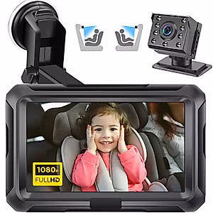 Zacro 1080P Baby Car Camera, 4.3" Baby Camera for Car, with HD Night Vision, 150° Wide View Angle Baby, 360° Rotatable, for Baby Rear Facing Seat