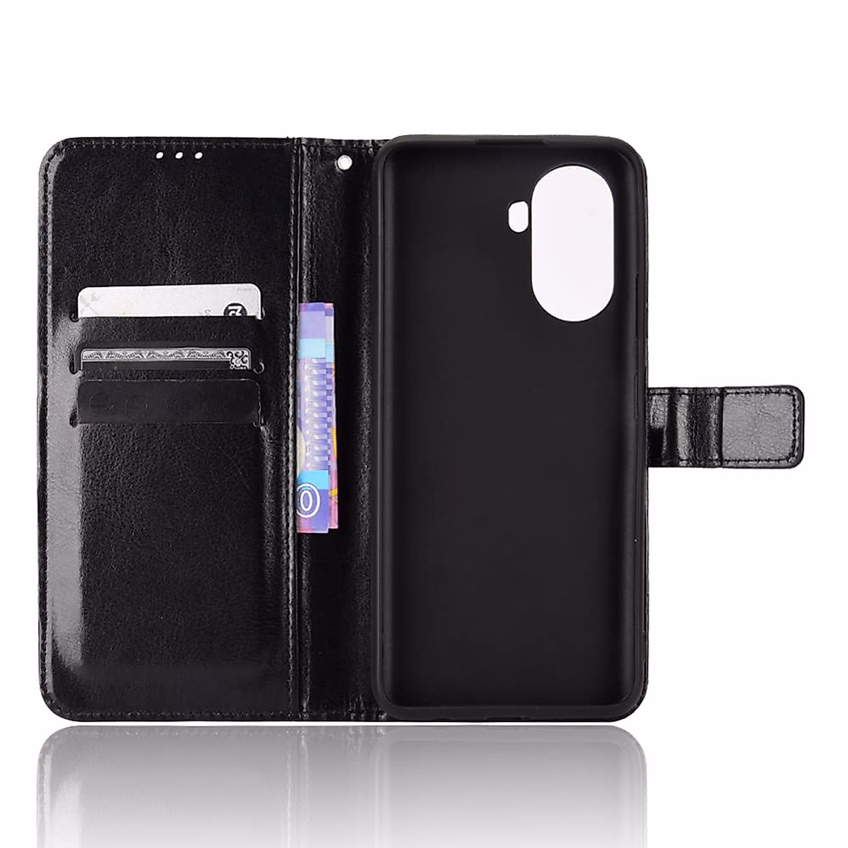 Kukoufey Case for Huawei Nova Y70 Plus Case Cover,Flip Leather Wallet Cover Case for Huawei Nova Y70 MGA-LX9 Case Black