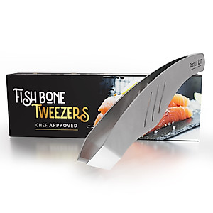 Fish Bone Tweezers - Stainless Steel Fish Scaler - Perfect Tongs for Removing Fish Bones and Scales, Serving Sliced Salmon, Sashimi and Any Fish