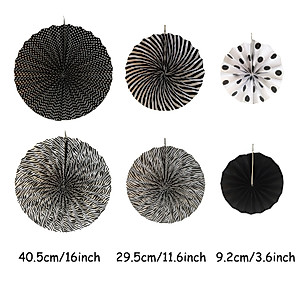 ZERODECO Graduation Decorations, Black and Gold We Are So Proud Of You Banner Paper Pompom Fan Hanging Swirls Graduation Confetti Paper Garland Party Balloons for Grad Party Decoration Supplies