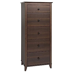 Prepac Yaletown 5-Drawer Tall Chest, Espresso