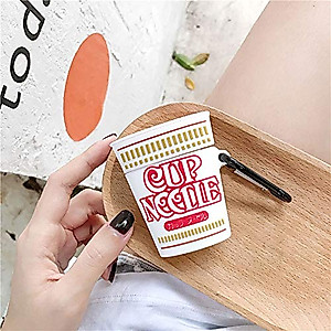 TOU-BEGUIN Charging Case Compatible with Airpods 1/2,Cute Noodles Box Creative Instant Food Container Design Full Protective Earphone Skin Cover