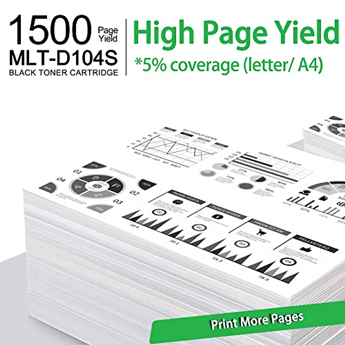 GREENCYCLE 1 Pack Black Toner Cartridges MLT-D104L Compatible for Samsung ML-1665 SCX-3201 3206 Series