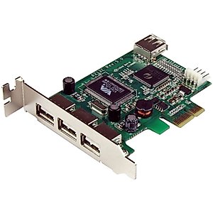 StarTech.com 4 Port PCI Express Low Profile High Speed USB Card - PCIe USB 2.0 Card - PCI-E USB 2.0 Card , TAA (PEXUSB4DP)