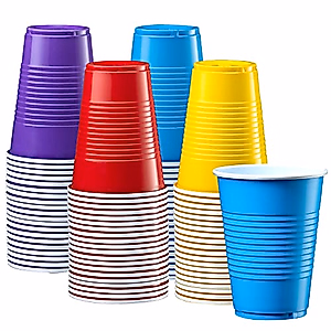 Comfy Package [50 Count] 9 oz. Disposable Party Plastic Cups - Assorted Colors Drinking Cups