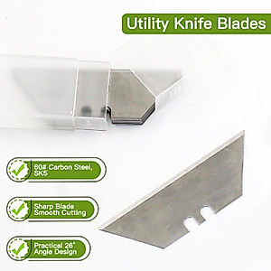 suiwotin 30pcs Utility Knife Blades, Heavy Duty SK5 Steel Razor Blades for Utility Knives, Box Cutter, Carpet, Roofing
