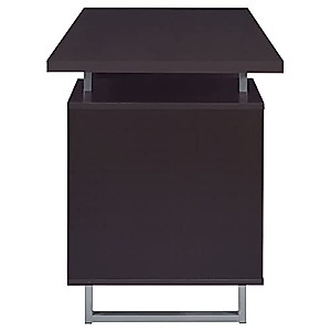 Coaster Furniture Lawtey Modern Contemporary 2 Drawer Home Office Writing Desk Storage File Cabinet Silver Metal Frame Cappuccino Brown 801521