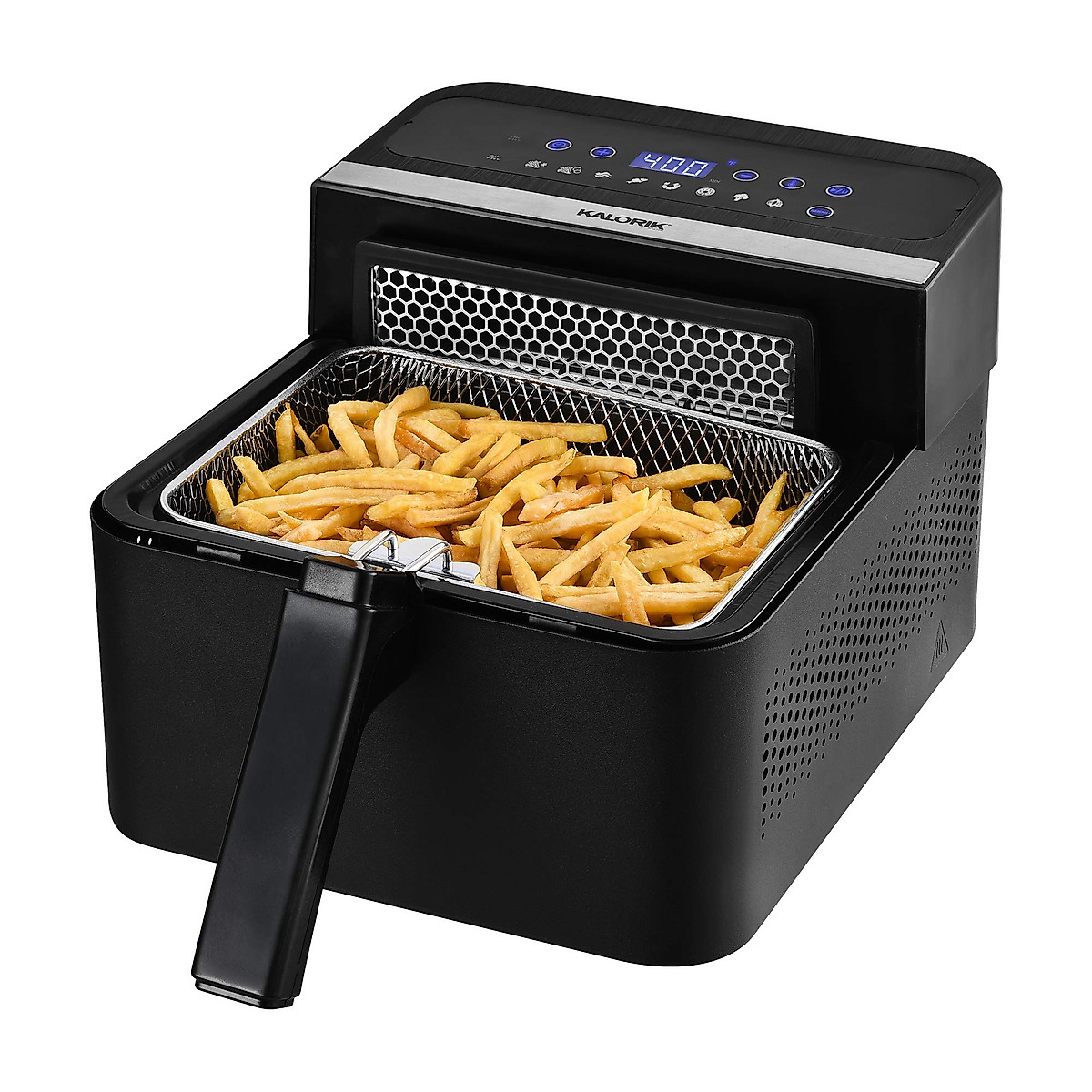 Kalorik FT 45418 BK 2-in-1 Digital Air and Deep Fryer, Black, LED Display Features Easy-to-use Digital Controls with 8 Cooking Presets, 3-Quart Basket Yields 3 to 4 Servings, Detachable Power Cord