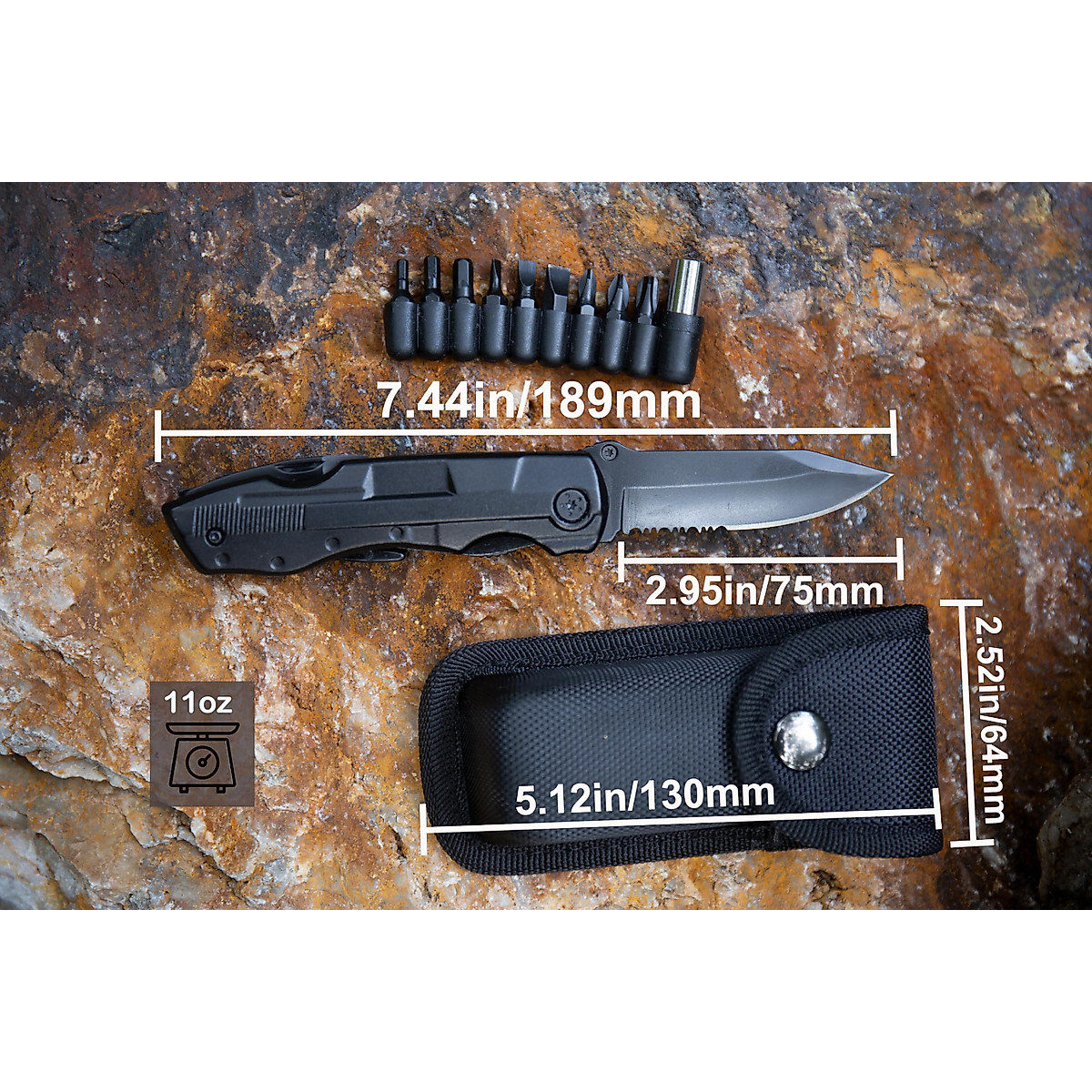 WILDWITNESS FD01 Folding Pocket Knife, Multitool, Pliers, Wire Cutter, Bottle Opener, Screwdriver for Camping, Hunting, Fishing, EDC Knife, Tools for Men