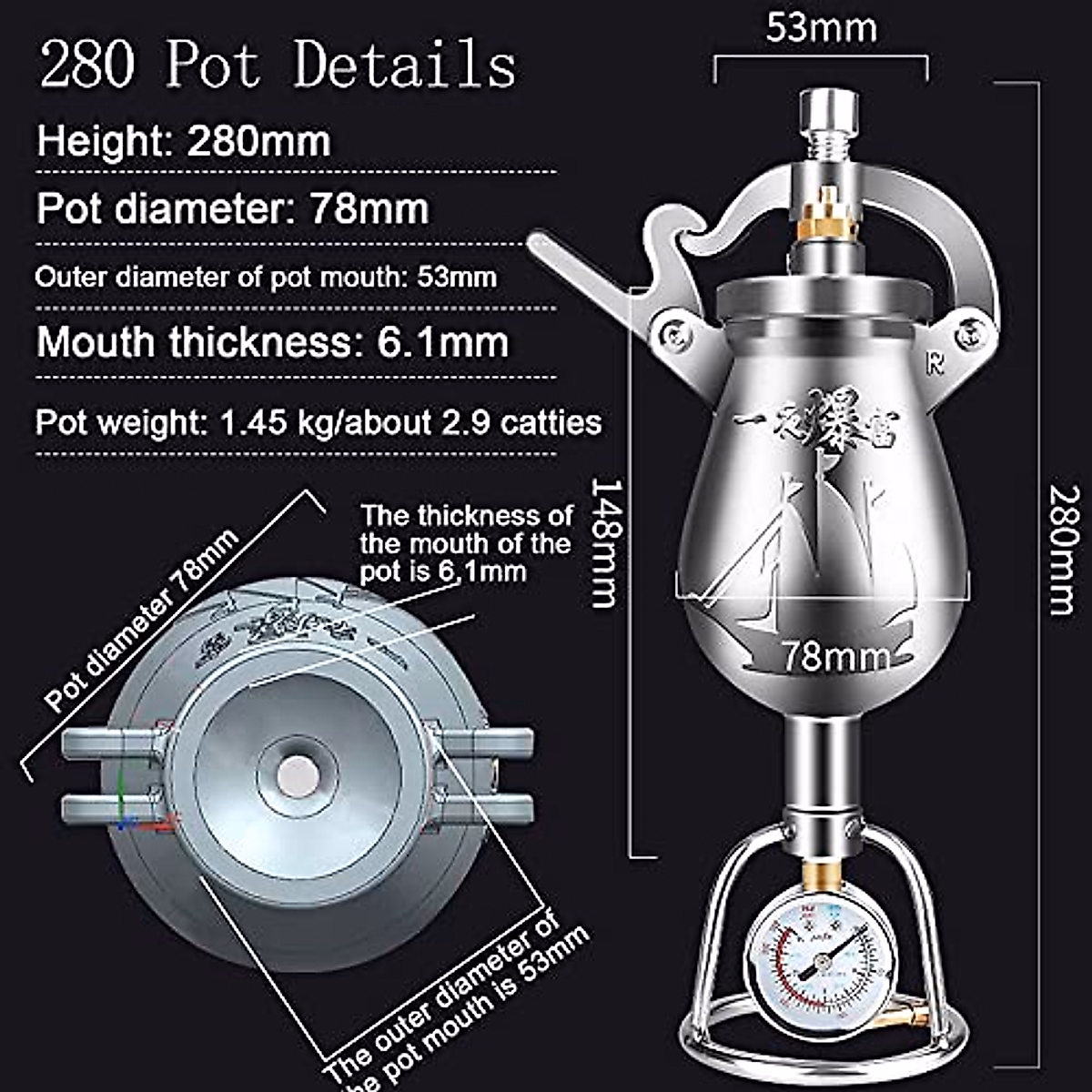 SRMNFADZ Stainless Steel Popcorn Maker, Manual Crank Popcorn Popper, High Pressure Popcorn Maker Machine, Chinese Popcorn Cannon for Family Gathering Party Fun