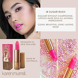 Karen Murrell Natural Lipstick - #18 Sugar Rush - Cream Finish, Bubble Gum Pink Color - Moisturizes & Hydrates Lips - Paraben & Cruelty Free