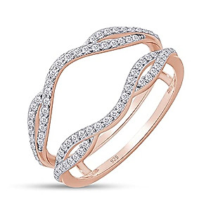 SAVEARTH DIAMONDS 2/5 cttw Round Cut Lab Created Moissanite Diamond Double Infinity Wedding Ring Guard Enhancer For Women In 14K Rose Gold Over Sterling Silver(D Color, VVS1 Clarity 0.40Cttw)-6.5