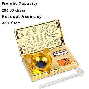 Fuzion CASH-200 Gram Scale Digital Pocket Scale, 0.01g Digital Grams Scale, Jewelry Scale, Small Food Scale Gold Gram Scale with Upgraded Display, Multi-Accessories