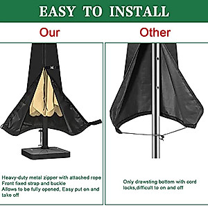 GARDRIT Patio Umbrella Cover, 600D Waterproof Patio Cantilever Umbrella Covers for 7.5-11.5 Feet Offset Umbrella, Outdoor Market Umbrellas Cover with Zipper and Rod