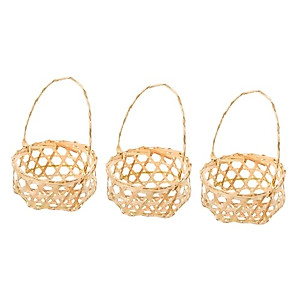 Abaodam 8 Pcs Portable Bamboo Basket Decorative Basket Kitchen Egg Basket Miniature Flower Basket Mini Picnic Basket Wicker Bread Tiny Fruit Basket Multifunction Multipurpose Basket